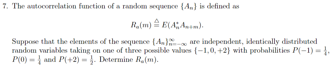 Solved The autocorrelation function of a random | Chegg.com