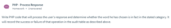 PHP - Process Response Homework. Unanswered Write PHP | Chegg.com