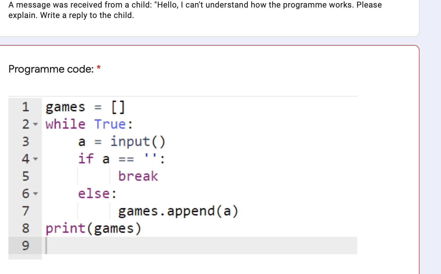 Solved A message was received from a child: "Hello, I can't | Chegg.com