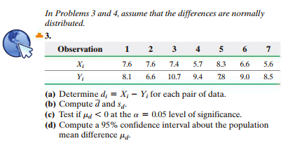 Solved In Problems 3 and 4, assume that the differences are | Chegg.com