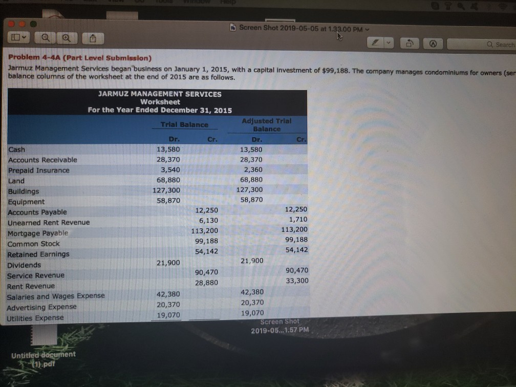 Solved Screen Shot 2019-05-05 at 1.33.00 PM Problem 4-4A | Chegg.com