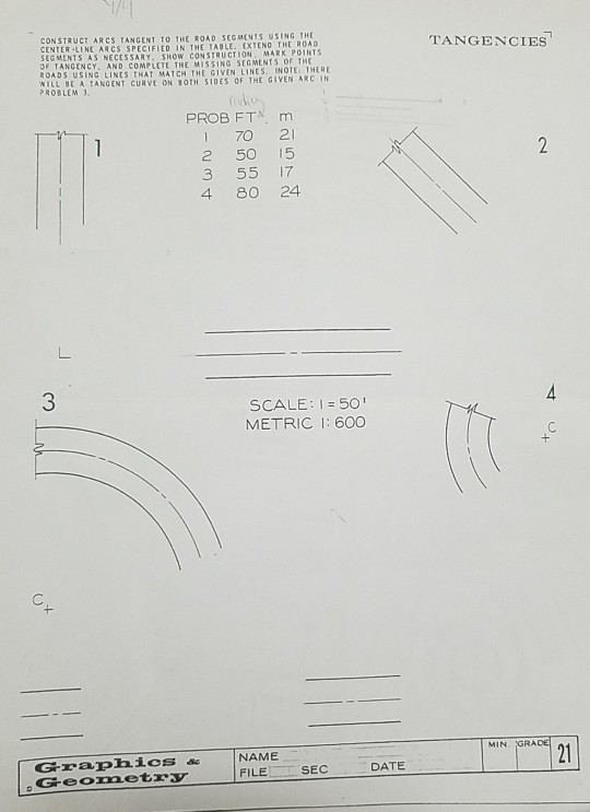 CONSTRUCT ARCS TANGENT TO THE ROAD SEGMENTS USING THE | Chegg.com