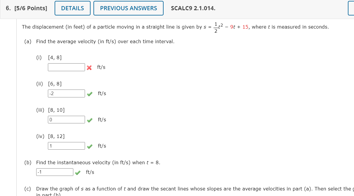 Solved 6. [5/6 Points] DETAILS PREVIOUS ANSWERS SCALC9 | Chegg.com