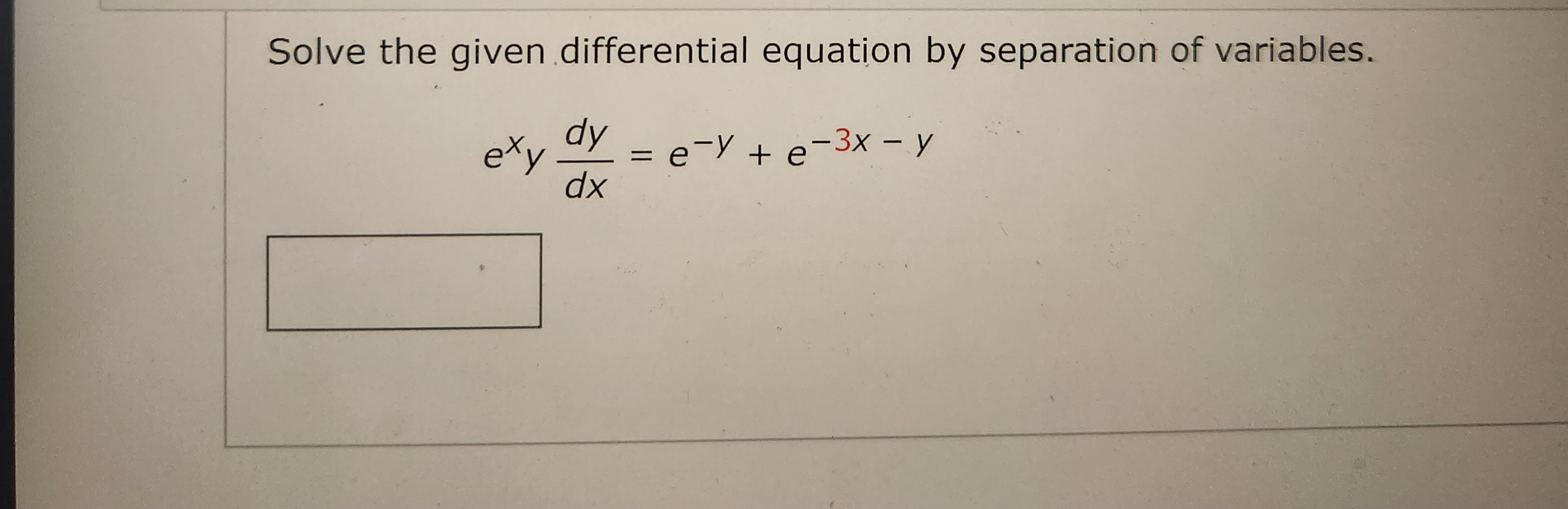 Solved Solve the given differential equation by separation | Chegg.com