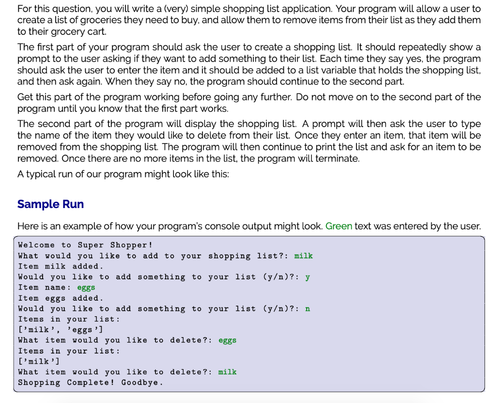 Solved For this question, you will write a (very) simple | Chegg.com