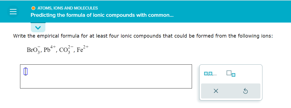 Solved Write the empirical formula for at least four ionic | Chegg.com