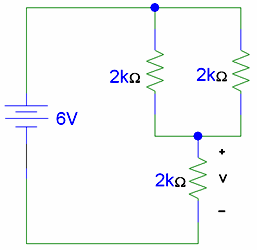 Solved Determine the voltage labeled as V in the circuit | Chegg.com