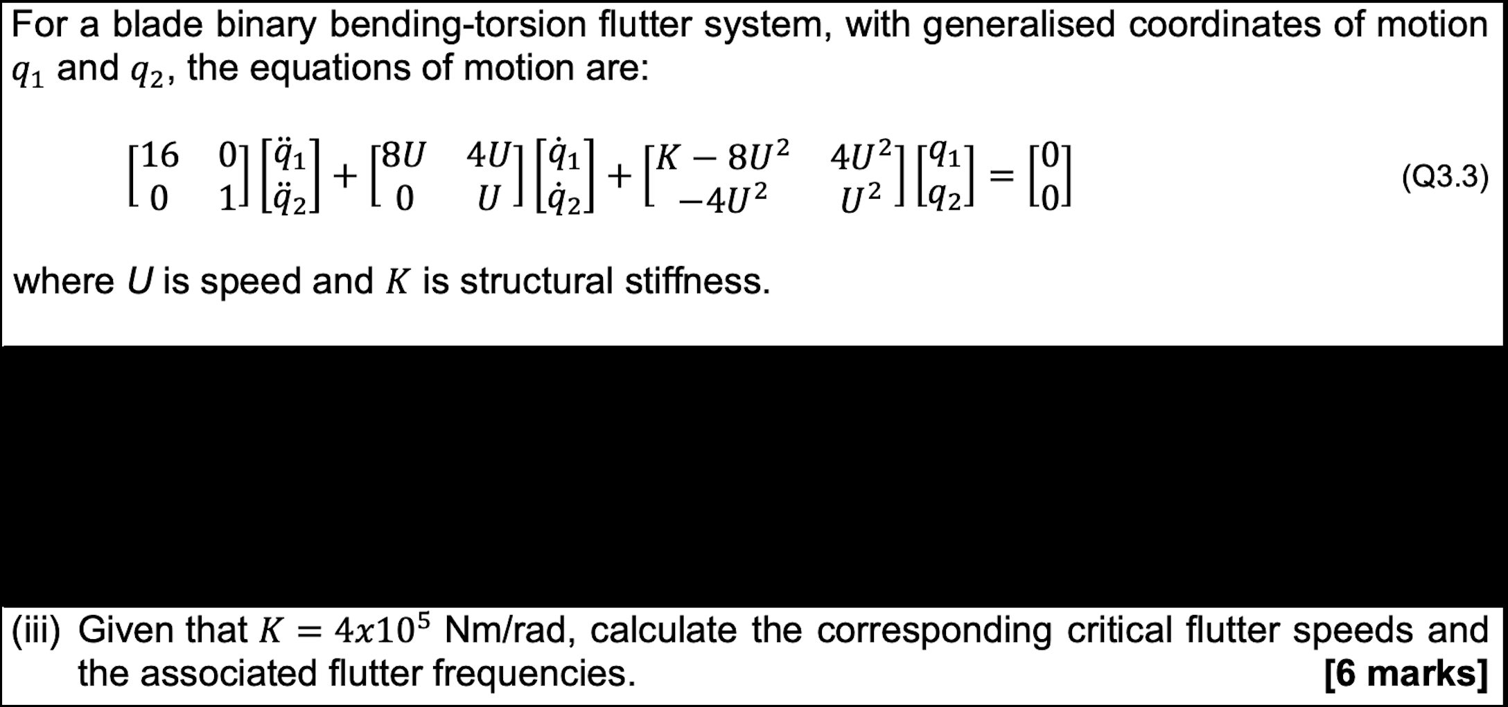 For a blade binary bending-torsion flutter system, | Chegg.com