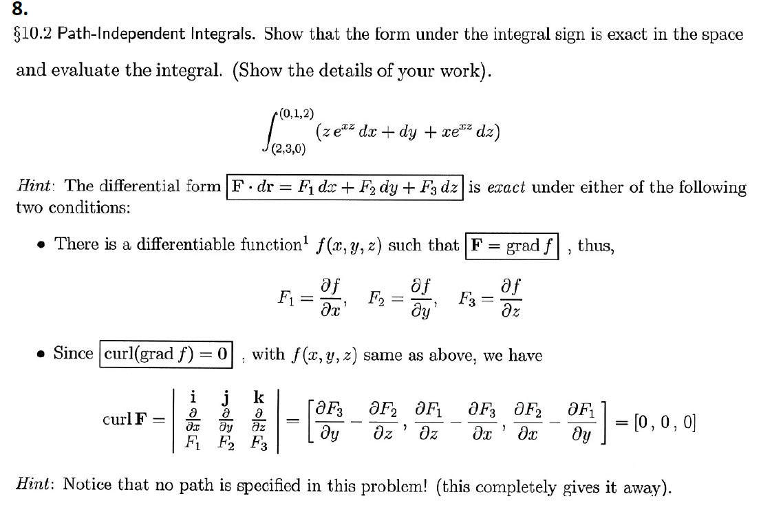 Solved 8. $10.2 Path-Independent Integrals. Show that the | Chegg.com
