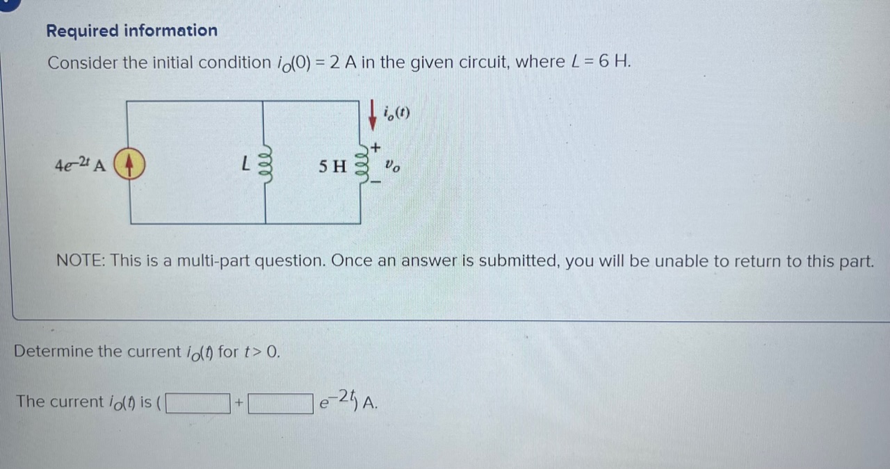 Solved Consider the initial condition iO(0)=2 A in the given | Chegg.com