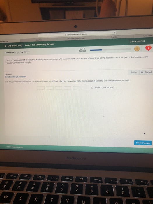Solved ANNA SWIATEK o Save&End Certity Lessonc 4.2b | Chegg.com