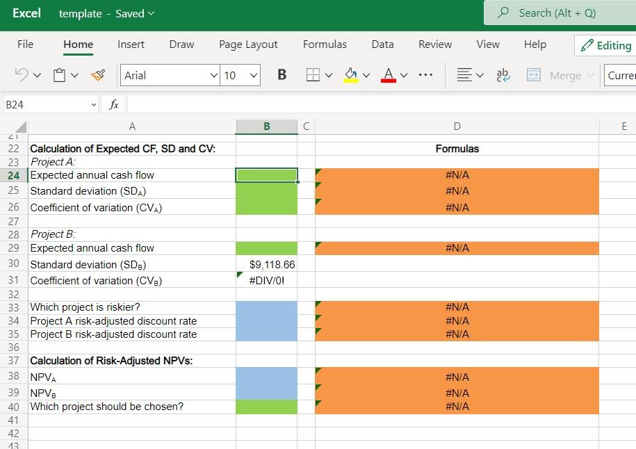 Solved Excel Online Structured Activity: Project risk | Chegg.com