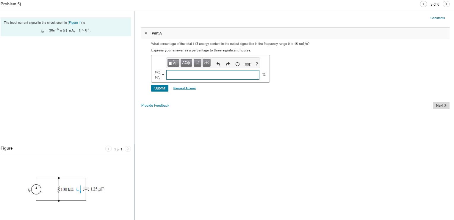 Solved Problem 5) Constants The input current | Chegg.com