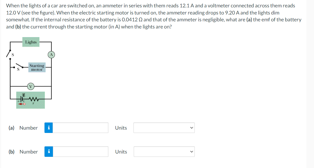 Solved When the lights of a car are switched on, an ammeter | Chegg.com