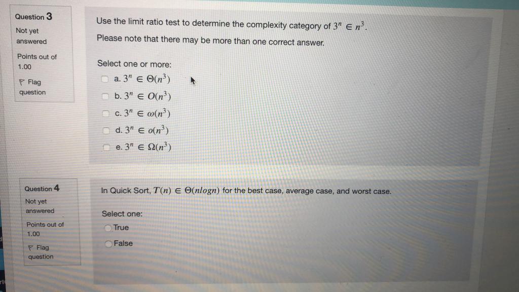 Solved Question 3 Use the limit ratio test to determine the | Chegg.com
