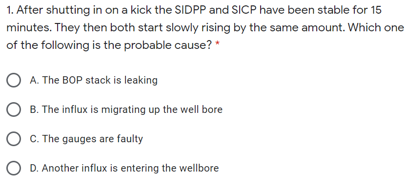 Solved 1. After shutting in on a kick the SIDPP and SICP | Chegg.com