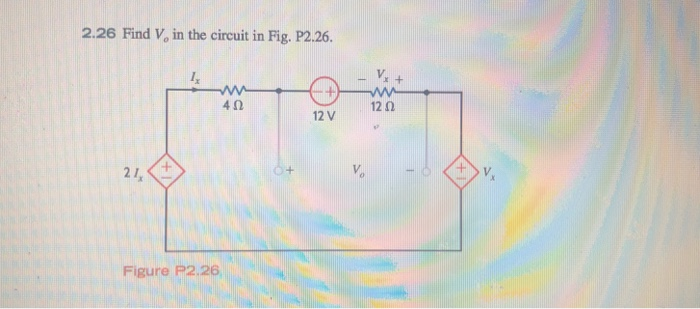 Solved 2.26 Find Vo in the circuit in Fig. P2.26 I, 4Ω 12 Ω | Chegg.com