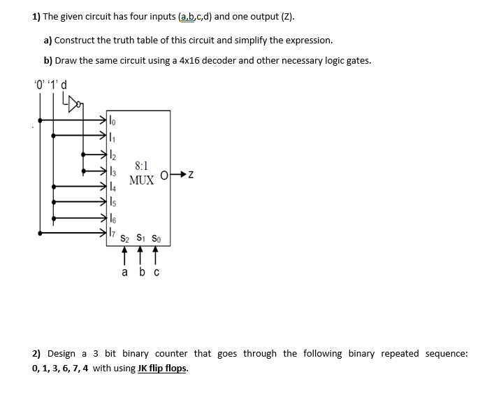 Solved 1) The given circuit has four inputs (a,b,c,d) and | Chegg.com