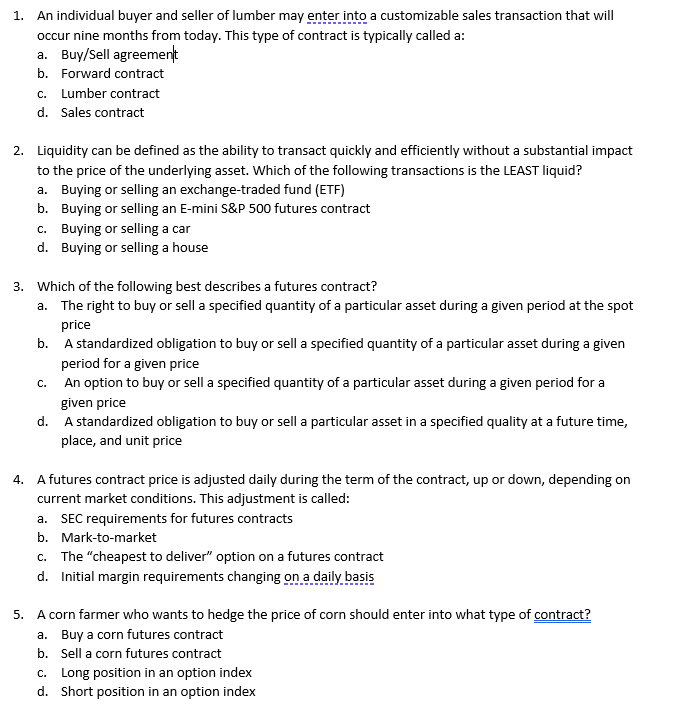 Solved An individual buyer and seller of lumber may enter | Chegg.com