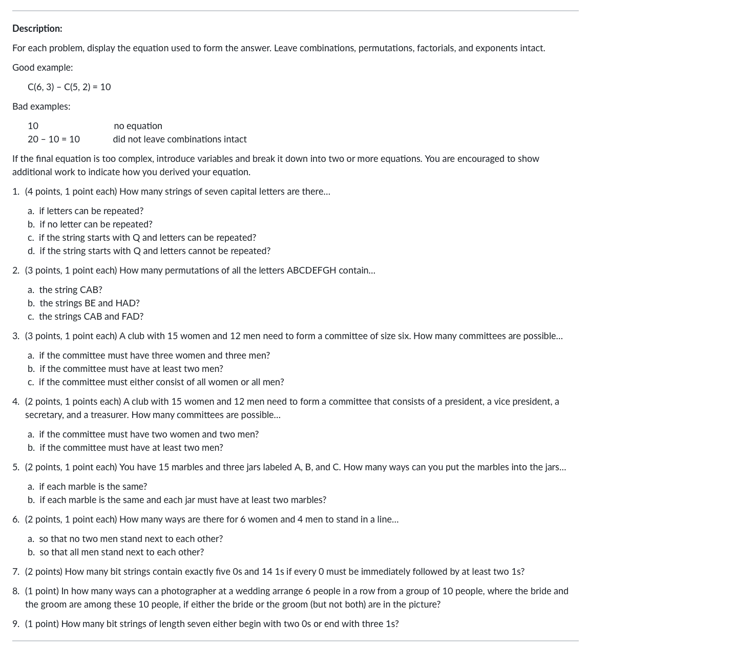 Description: For each problem, display the equation | Chegg.com