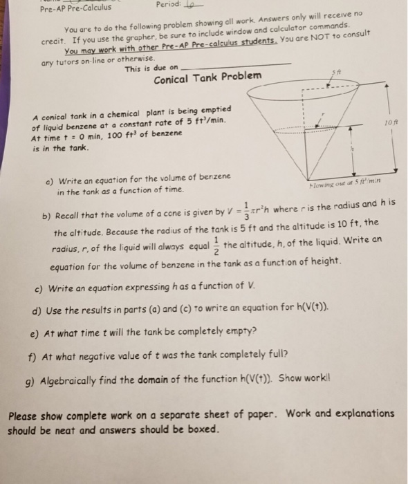Solved Pre-AP Pre-Calculus Period: 4 credit. If you use the | Chegg.com