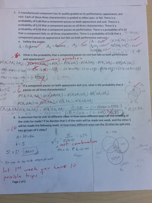 Solved 3-a,b,c) What is the probability that a component | Chegg.com
