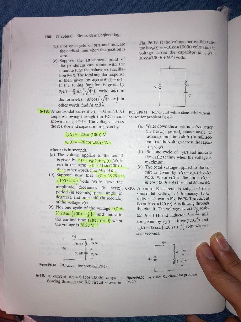 Solved 180 Chapter 6 Sinusoids in Engineering 6-18. A | Chegg.com