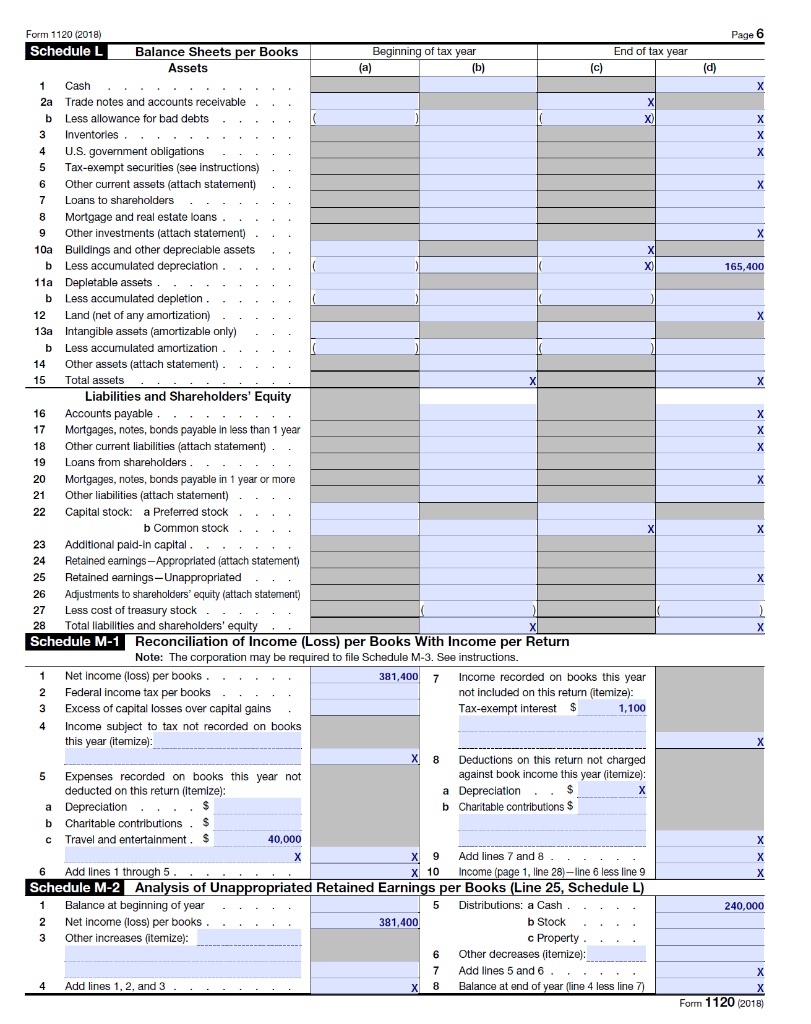 U.S. Corporation Income Tax Return OMB No. 1545-0123 | Chegg.com
