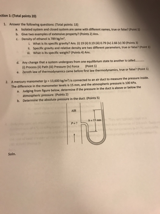 Solved ction 1: (Total points 20) 1. Answer the following | Chegg.com