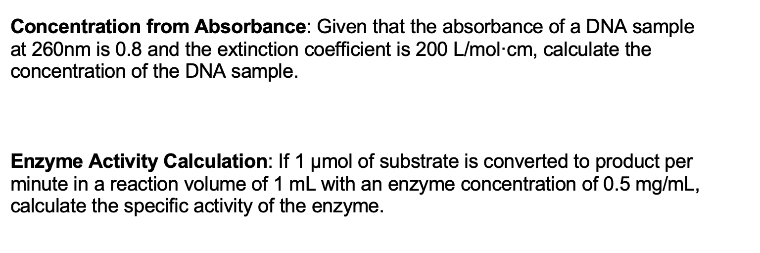 Solved Concentration from Absorbance: Given that the | Chegg.com
