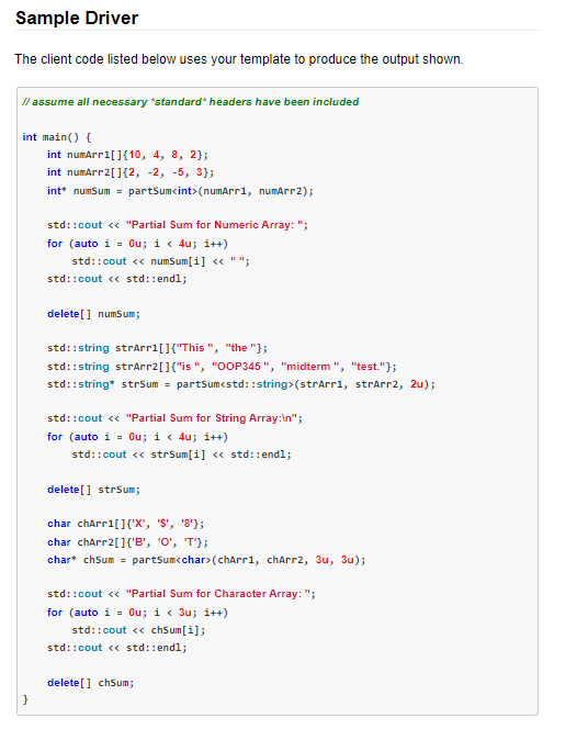 Solved The Task Define a family of functions (a templated | Chegg.com