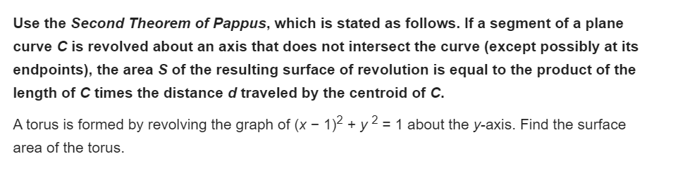 Solved Use the Second Theorem of Pappus, which is stated as | Chegg.com