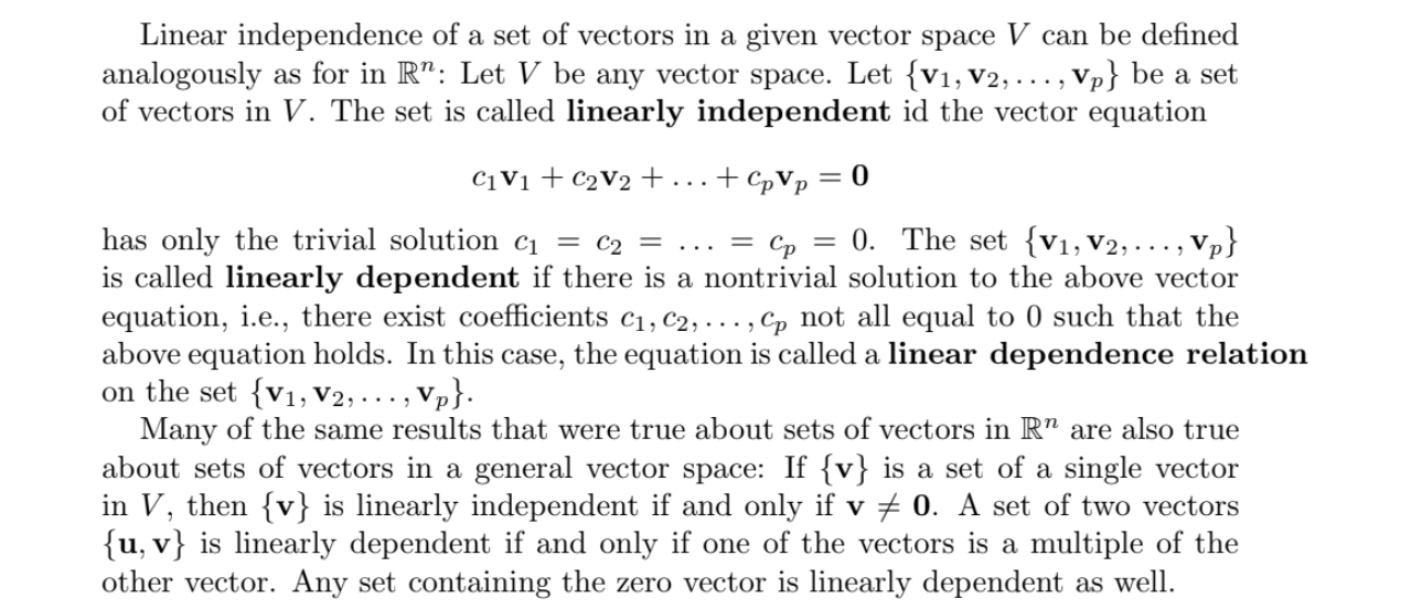 Solved Vector Spaces: Linearly Independent Sets and | Chegg.com