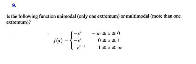 Solved Is the following function unimodal (only one | Chegg.com