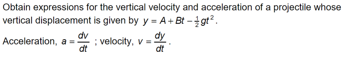 Solved Obtain expressions for the vertical velocity and | Chegg.com