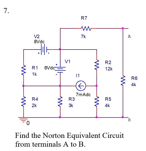 Solved 7 R7 Ww V2 7k 8vdc R2 013 R1 6vdc R2 12k 3 R6 