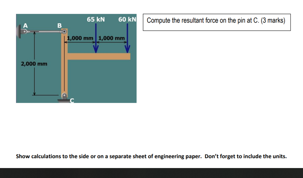 Solved B The pin at C is in double shear, and has a diameter | Chegg.com