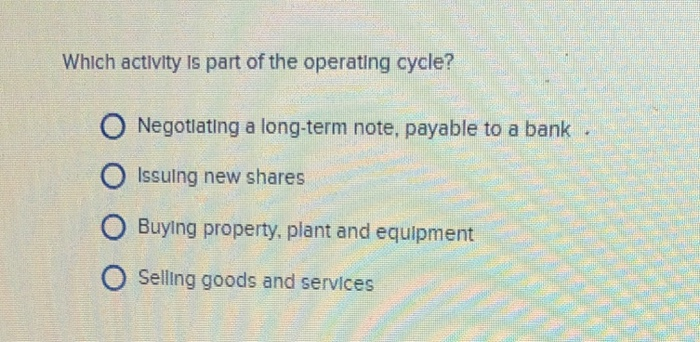 Solved Which activity is part of the operating cycle? O | Chegg.com