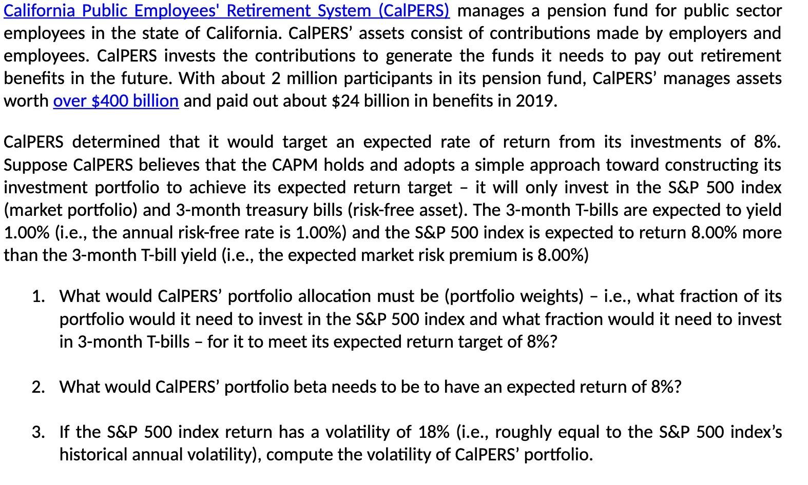 Solved California Public Employees' Retirement System | Chegg.com