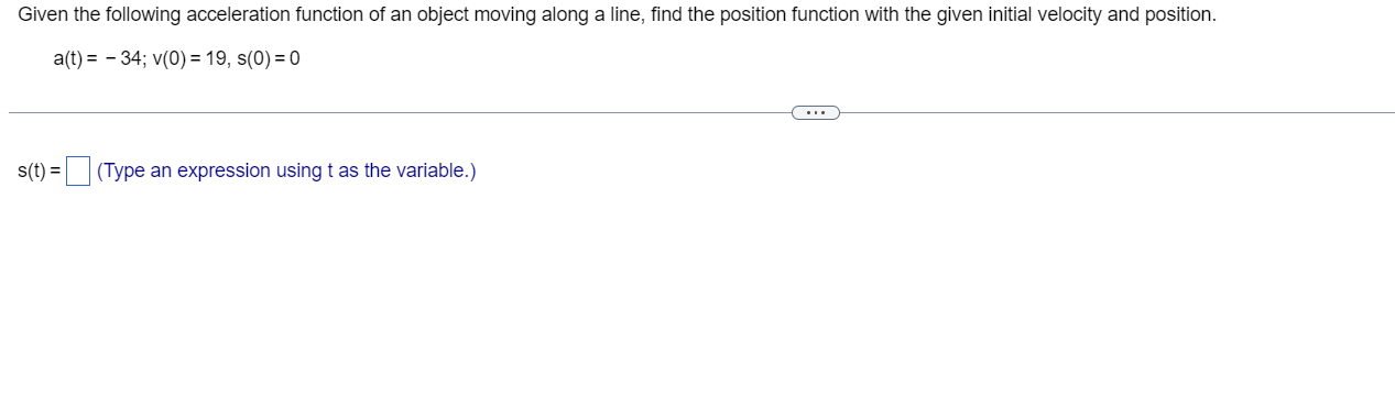 Solved Given the following acceleration function of an | Chegg.com