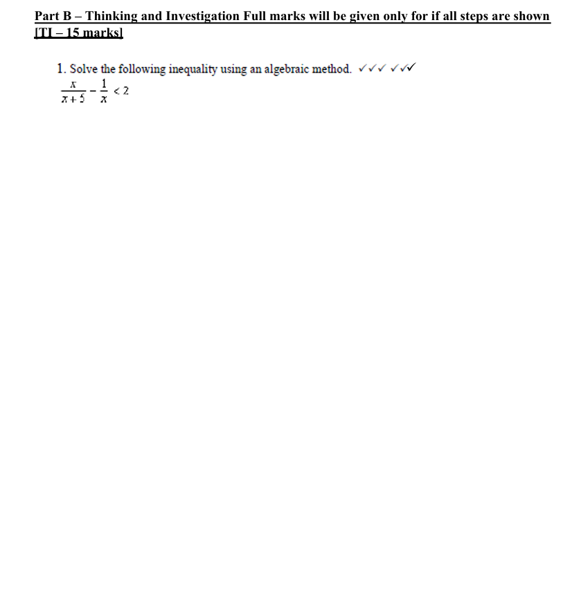 Solved Part B - ﻿Thinking and Investigation Full marks will | Chegg.com