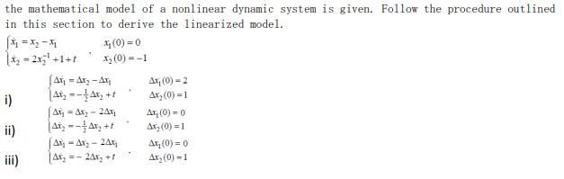Solved The Mathematical Model Of A Nonlinear Dynamic System