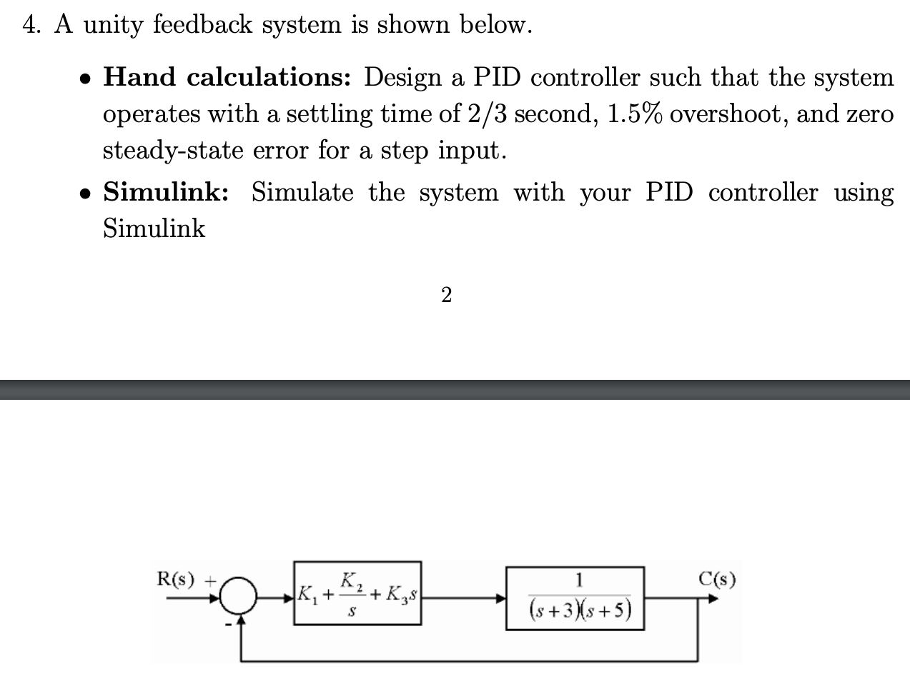 Solved 4. A unity feedback system is shown below. - Hand | Chegg.com