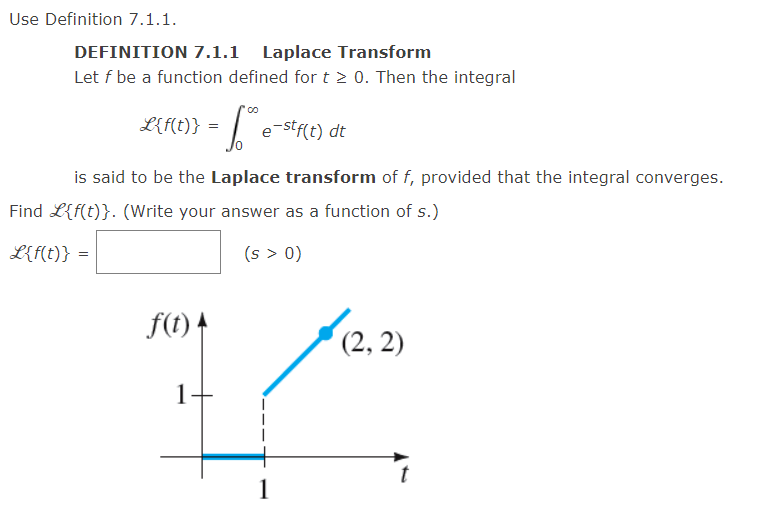 Solved DEFINITION 7.1.1 Laplace Transform Let f be a | Chegg.com