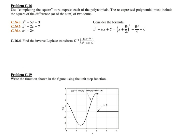 Solved Problem C.16 Use "completing the square" to | Chegg.com