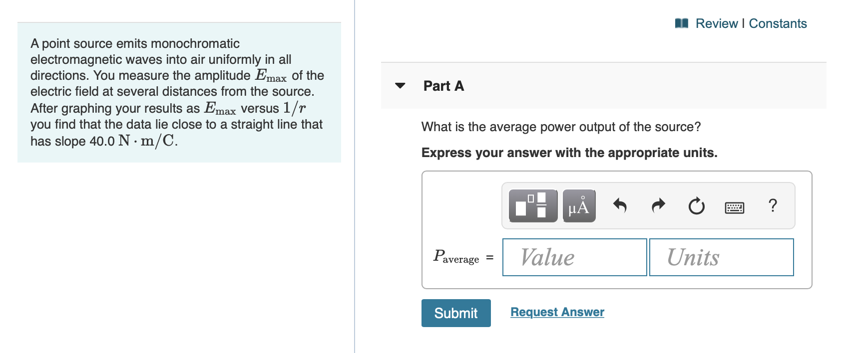 Solved | Review Constants Part A A point source emits | Chegg.com