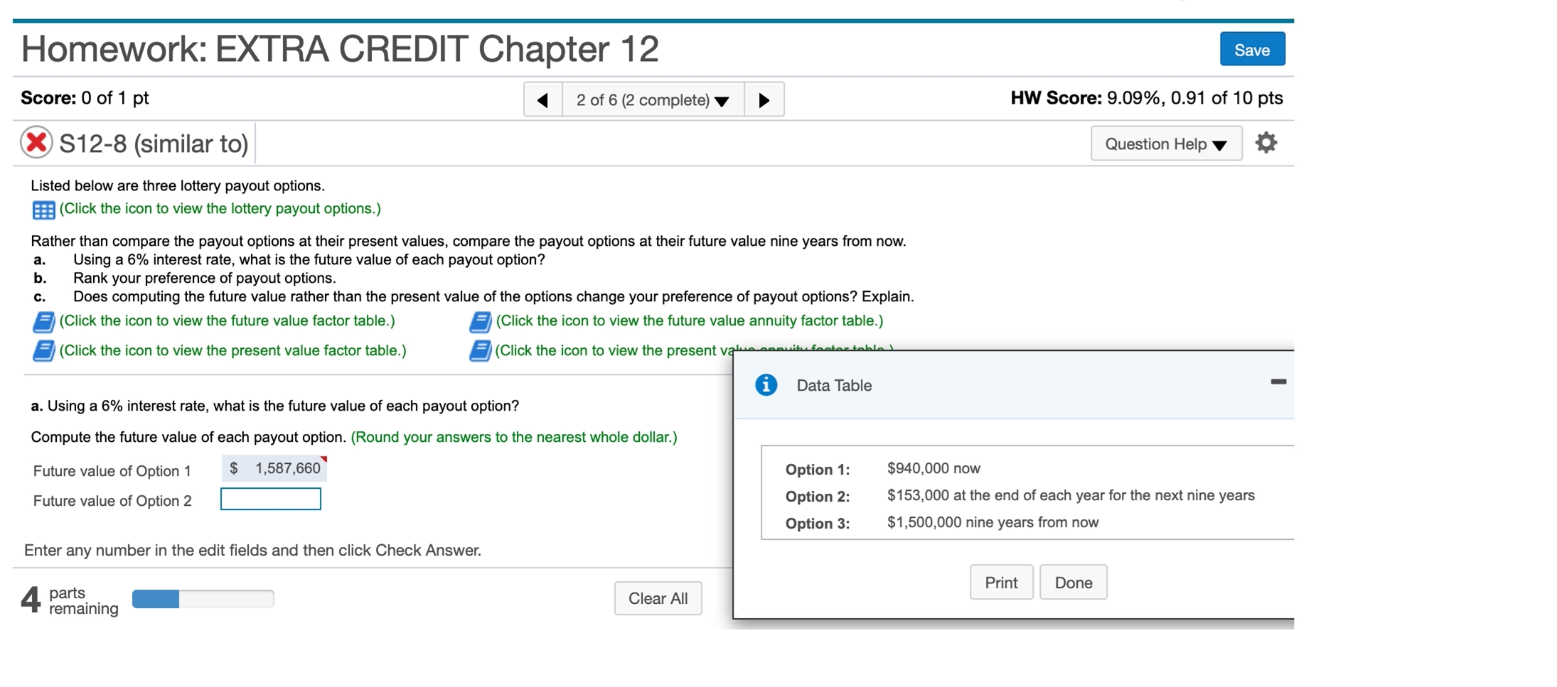 Solved Homework: EXTRA CREDIT Chapter 12 Save Score: 0 of 1 | Chegg.com
