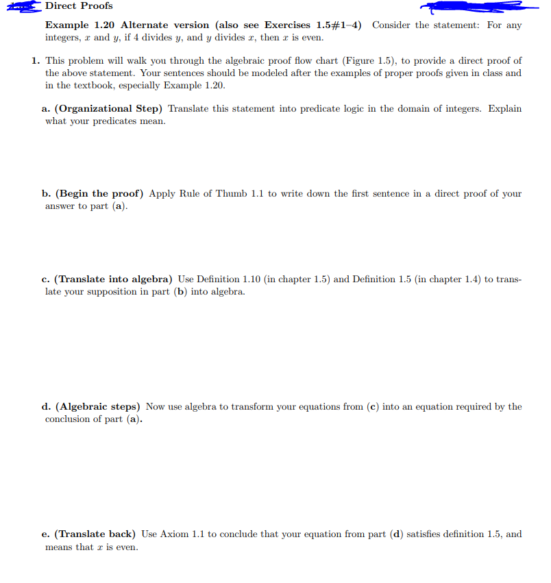 Solved Direct Proofs Example 1.20 Alternate version (also | Chegg.com