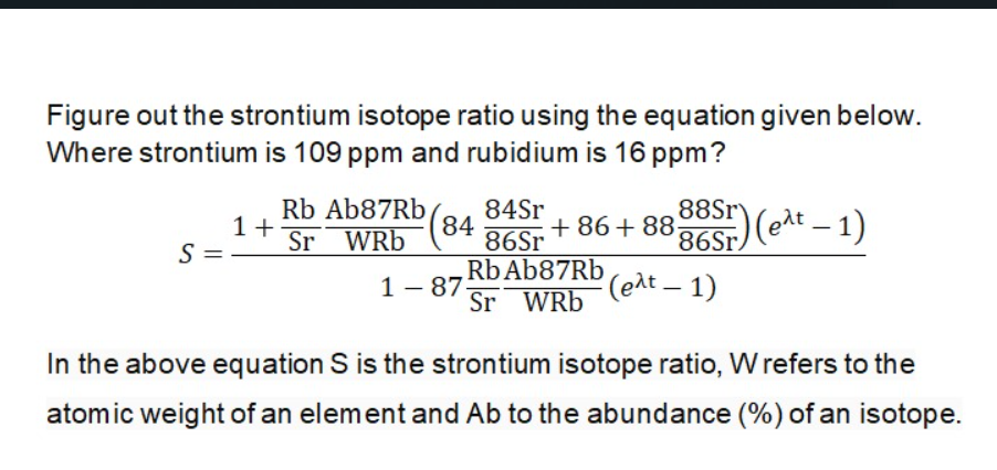 Solved Figure out the strontium isotope ratio using the | Chegg.com
