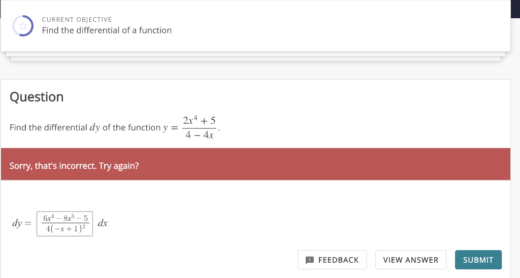 Solved CURRENT OBJECTIVE Find the differential of a function | Chegg.com